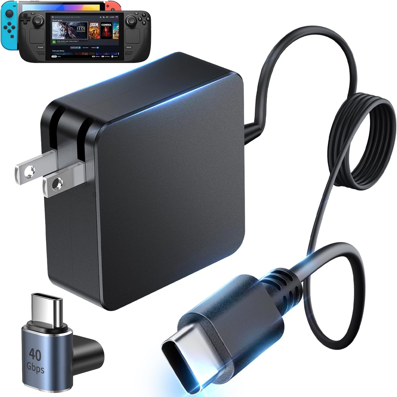 Amazon.com: 65W/45W PD Foldable Power Adapter, USB C Fast Charger for ...