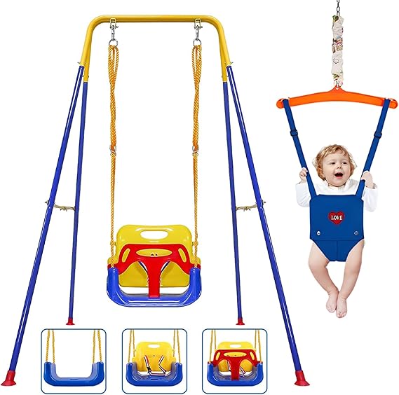 Amazon.com: Taleco Gear 2 in 1 Toddler Swing ＆ Jumper, Swing Set for ...