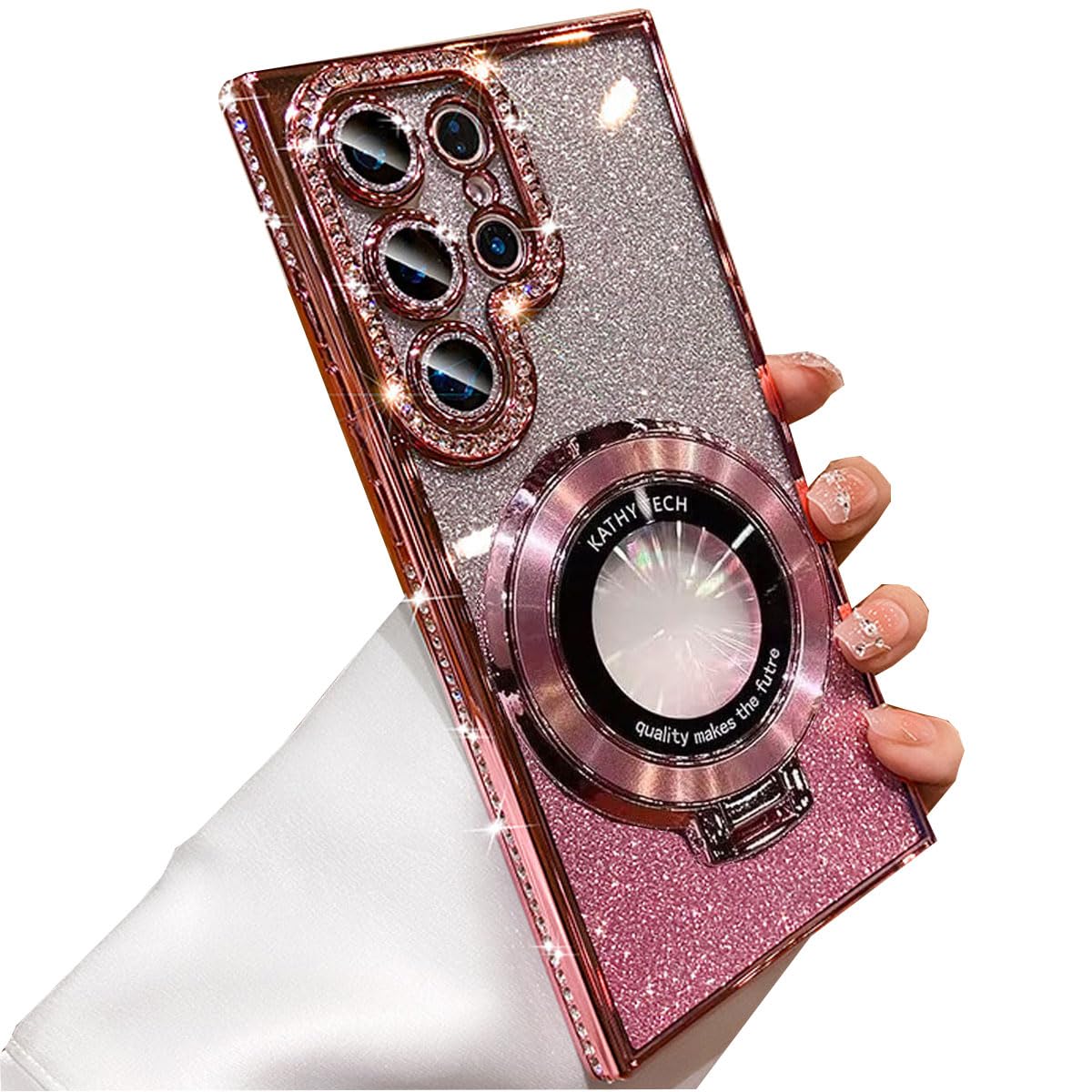 Amazon.com: AuroiCCY Magnetic Ring Stand Glitter Case for Samsung Galaxy S24 Ultra, (Compatible ...