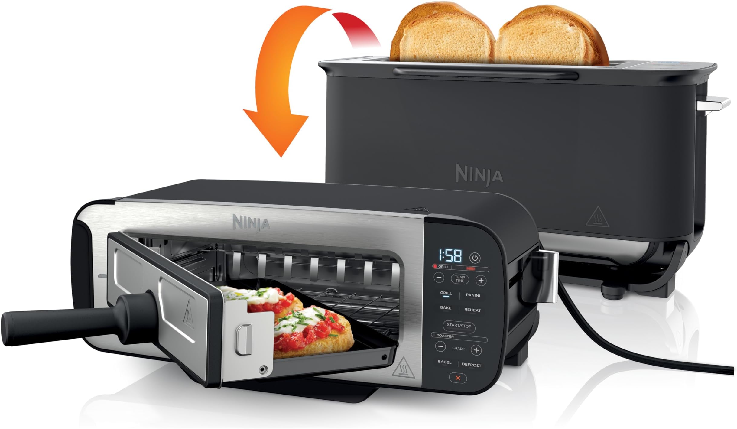 Ninja Foodi 2-in-1 Toaster & Grill [ST100UK] 4 Cooking Functions, 7 ...