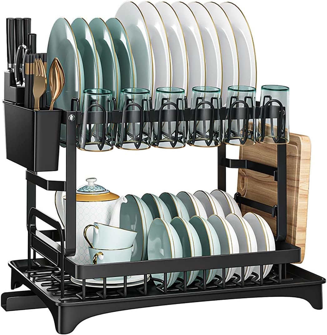 Cestbella 2 Tier Dish Rack Dish Drying Rack Utensil Drying Stand with ...