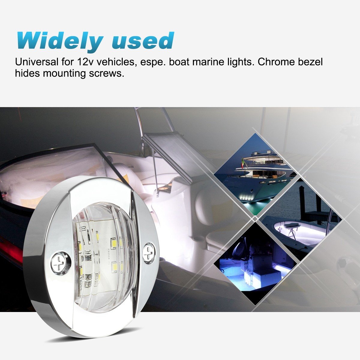 Partsam 2Pcs Blue 6LED Round Marine Underwater Lights IP68 Waterproof ...