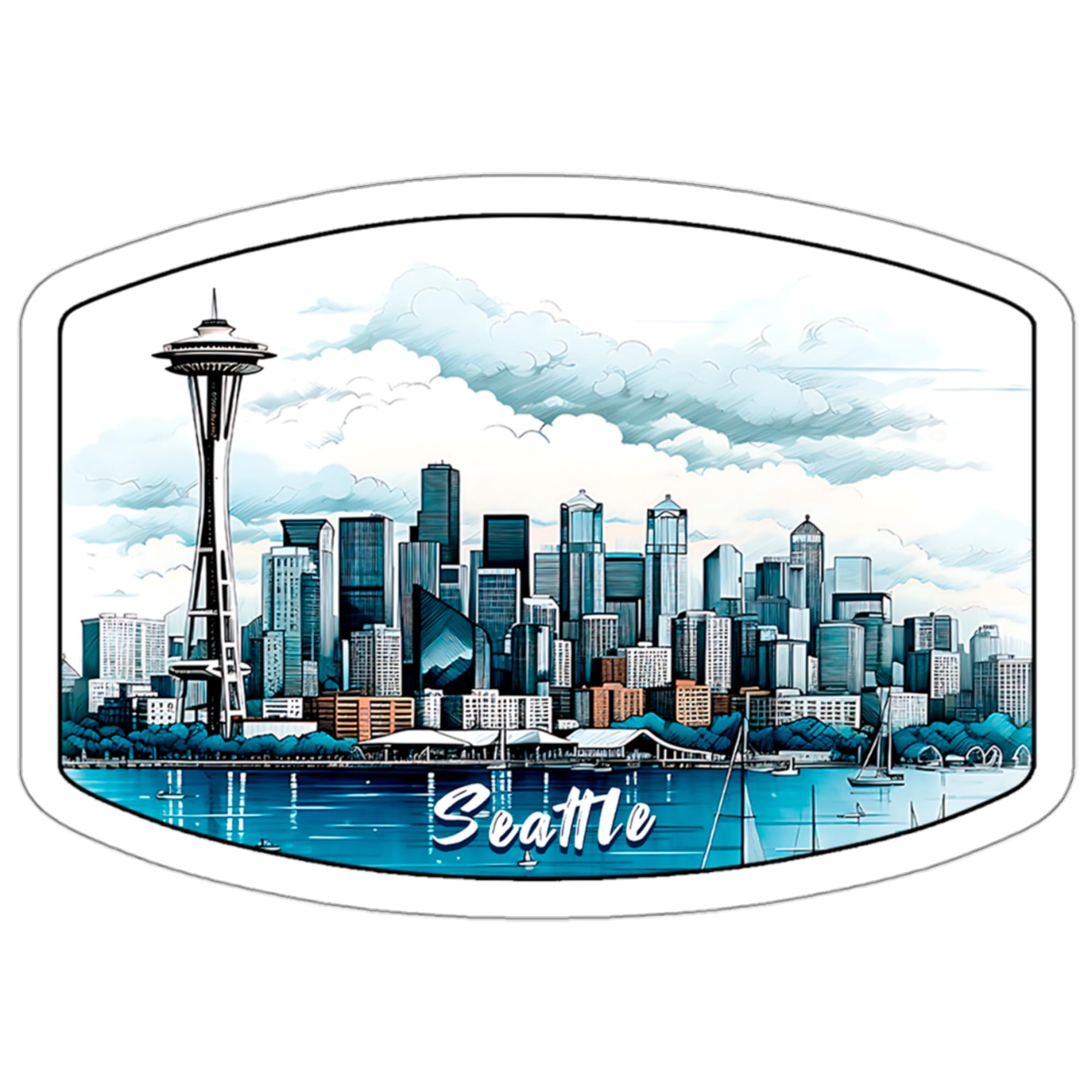 Amazon.com: No Thorns Media Seattle Skyline Washington Travel Sticker ...