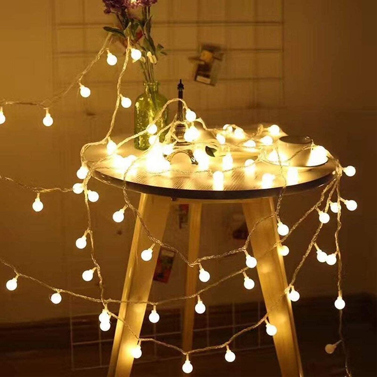 RaThun Globe String Lights 49 Feet 100 led,8 Modes Fairy Plug in Indoor ...