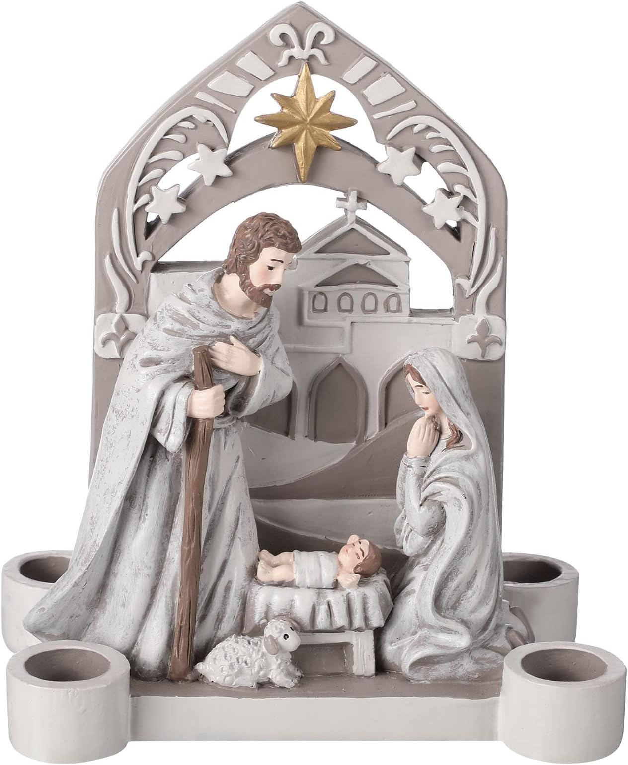 Amazon.com: Holy Family Ivory Lace Nativity Scene 7 Inch Resin Dolomite ...