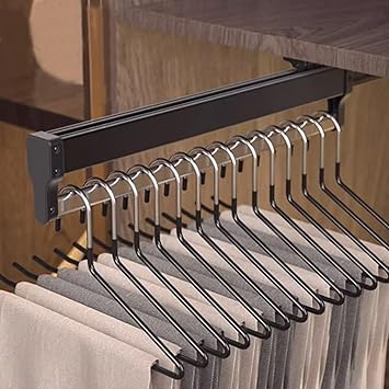 Amazon.com: Retractable Closet Pull Out Rod Wardrobe, 2 sliding rails ...