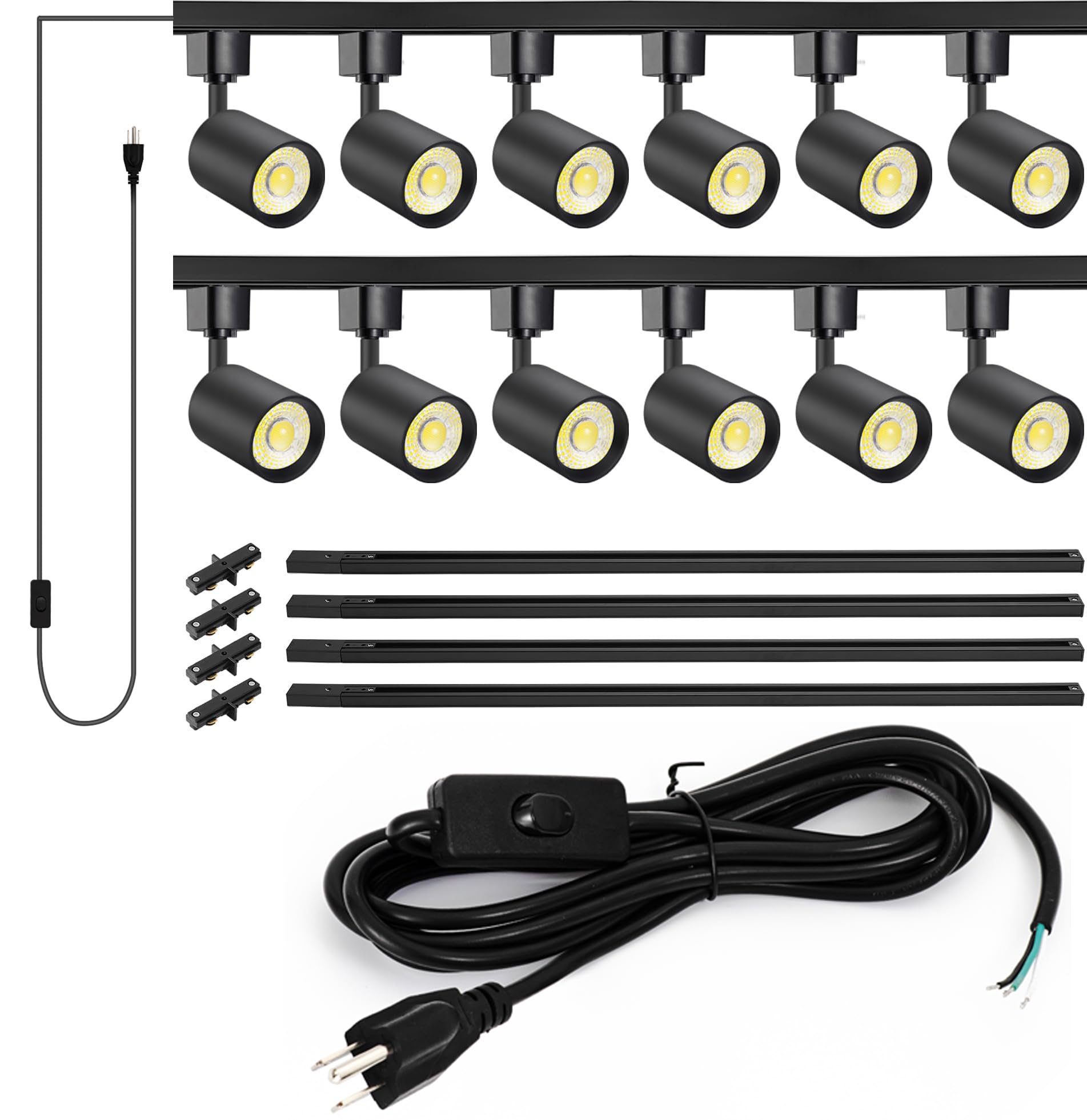 VANoopee with 10FT Plug Cord - 12-Light LED Track Lighting Kit with ...