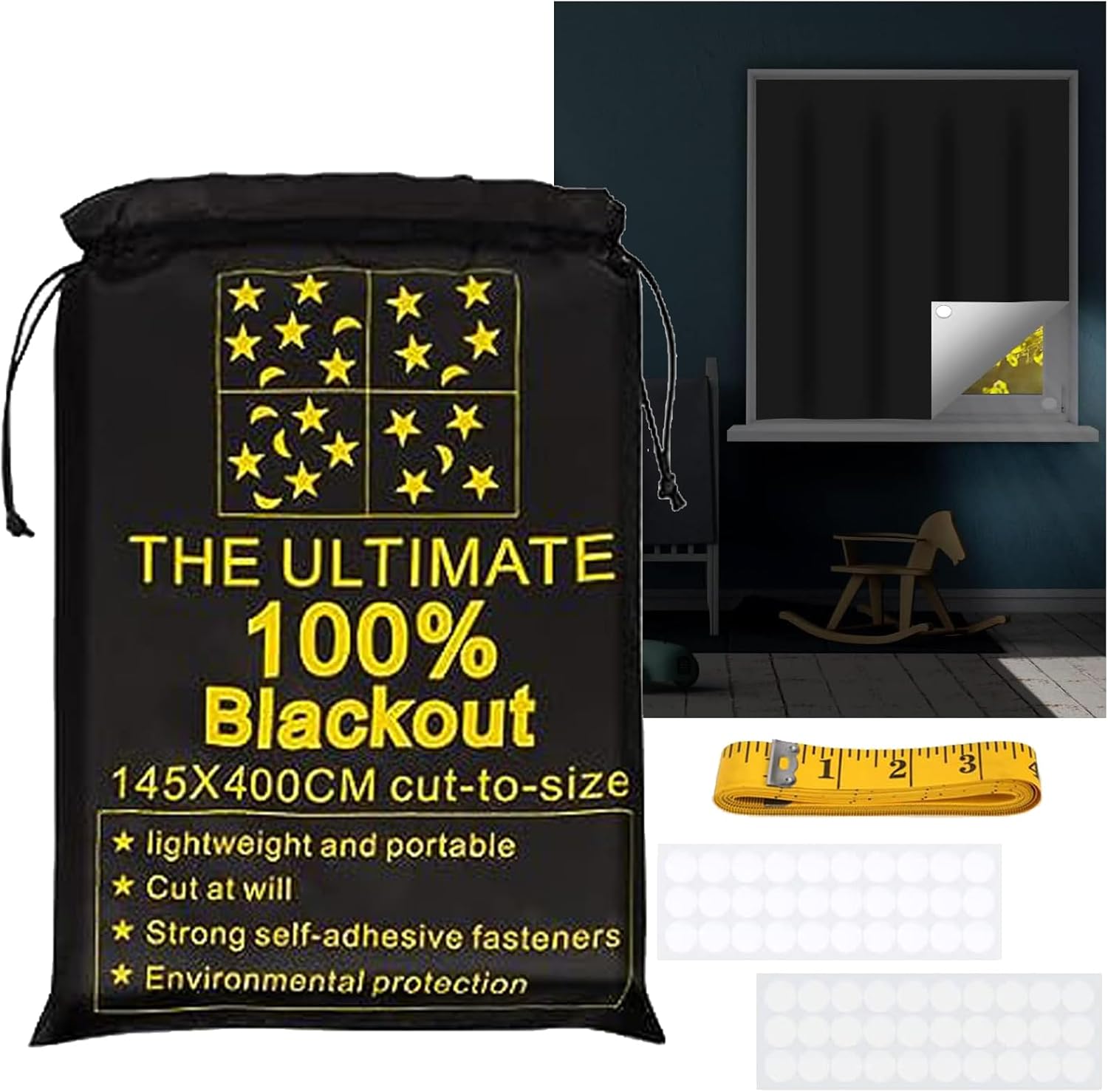 Portable Blackout Shades (157" x 57") Travel Window Blackout Curtains ...