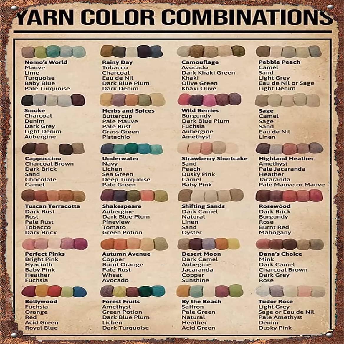 Amazon.com: Metal Poster Plaque Yarn Color Combinations Metal Signs ...