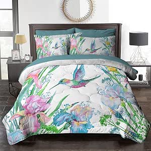 Amazon.com: BlessLiving Tropical Bird Comforter Set Green Blue 8 Piece ...