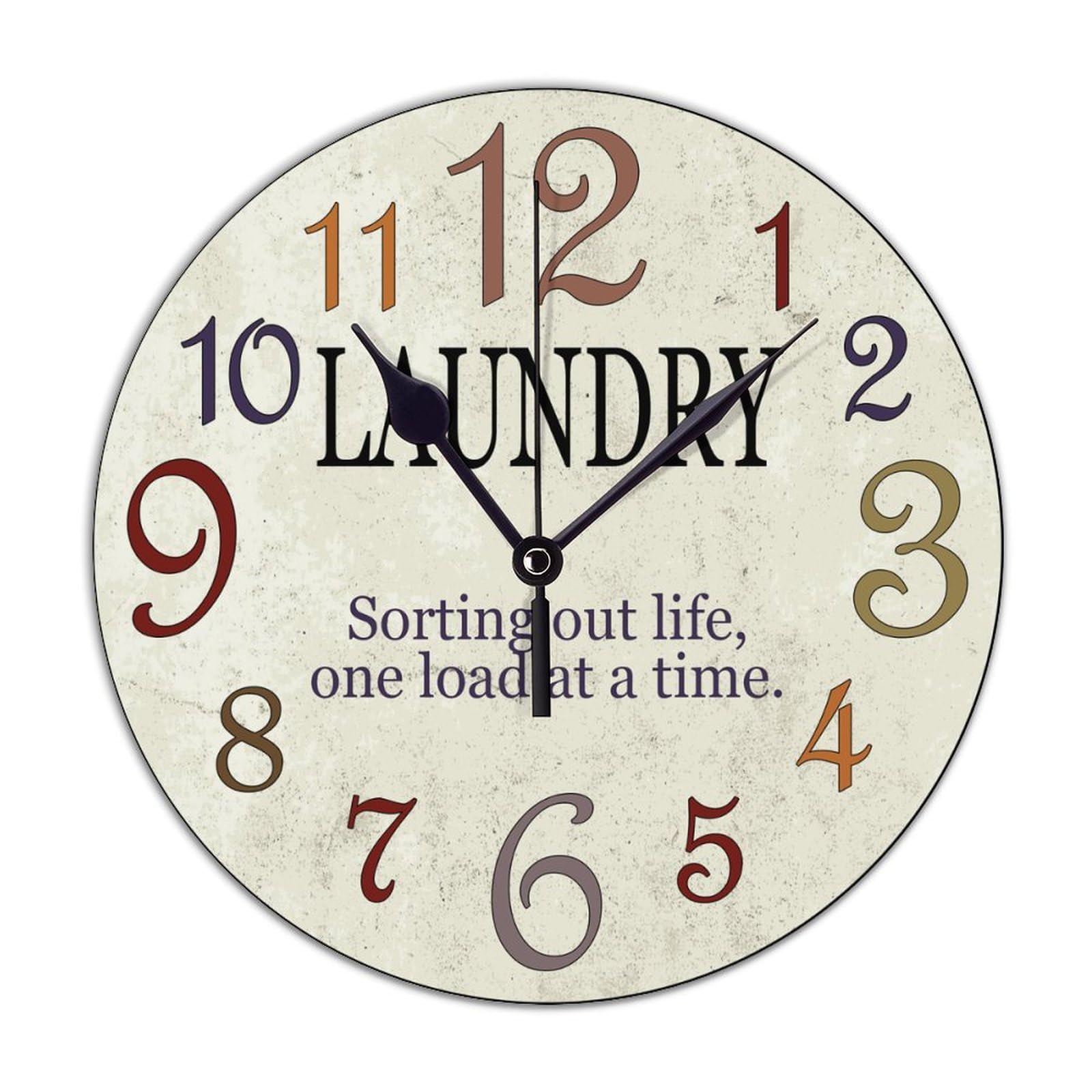 Amazon.com: Kidrex Laundry Clock Rustic Oversized Silent Wall Clock Non ...