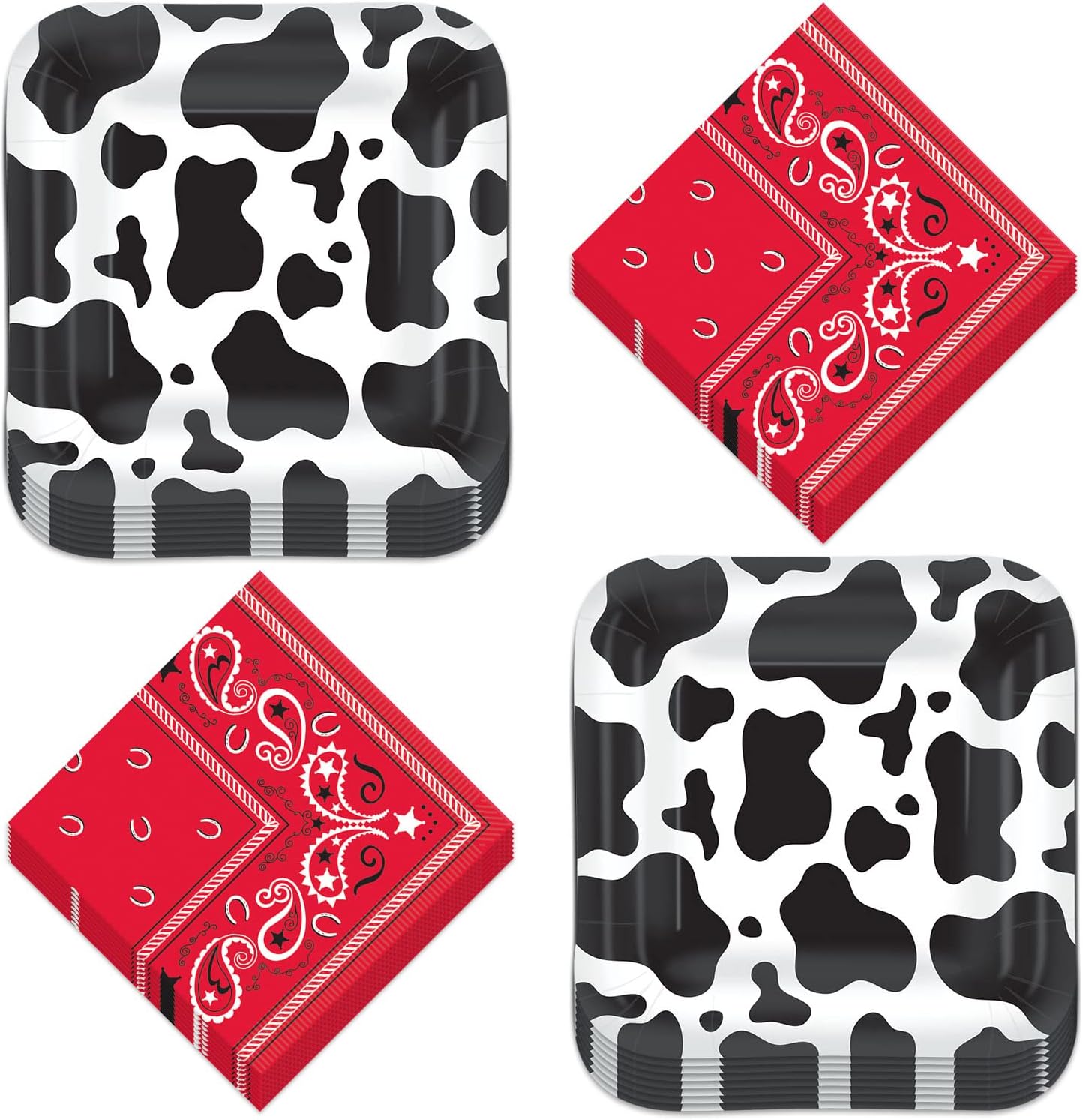 Amazon.com: OXYLIPO 7" Red Bandana Floral Paper Plates Red Bandana ...