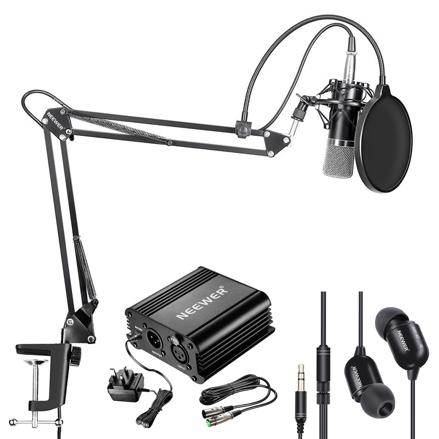 Neewer Nw 700 Condenser Microphone And Monitor Earphone Kit Includes ...