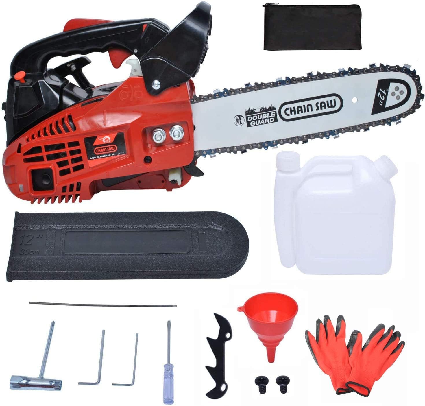 25cc 2-Stroke Gas Chainsaws Powered with Tool Kit 12 Inch Petrol Chain ...