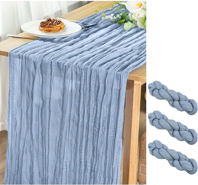 Amazon.com: Yuxrytue 3 Pack 13.3ft Long Dusty Blue Cheesecloth Table ...