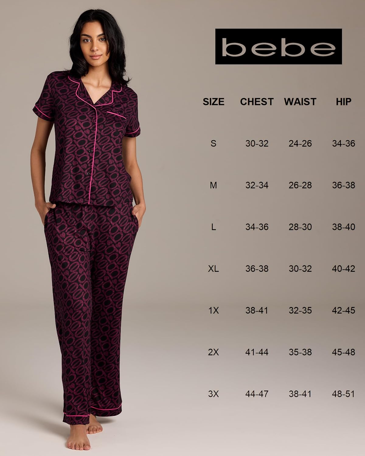 bebe Womens 2 Piece Bridesmaid Pajamas Set Short Sleeve Button Down ...