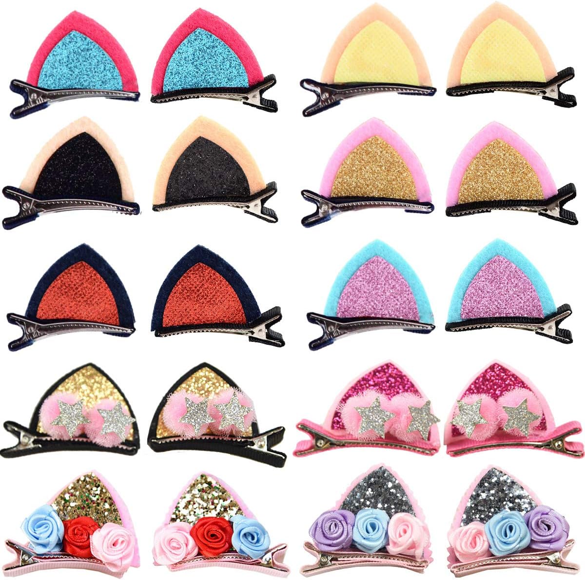 Amazon.com : ThEast Cat Ears Hair Clips, Cute Glitter Sparkly Cat Ear ...