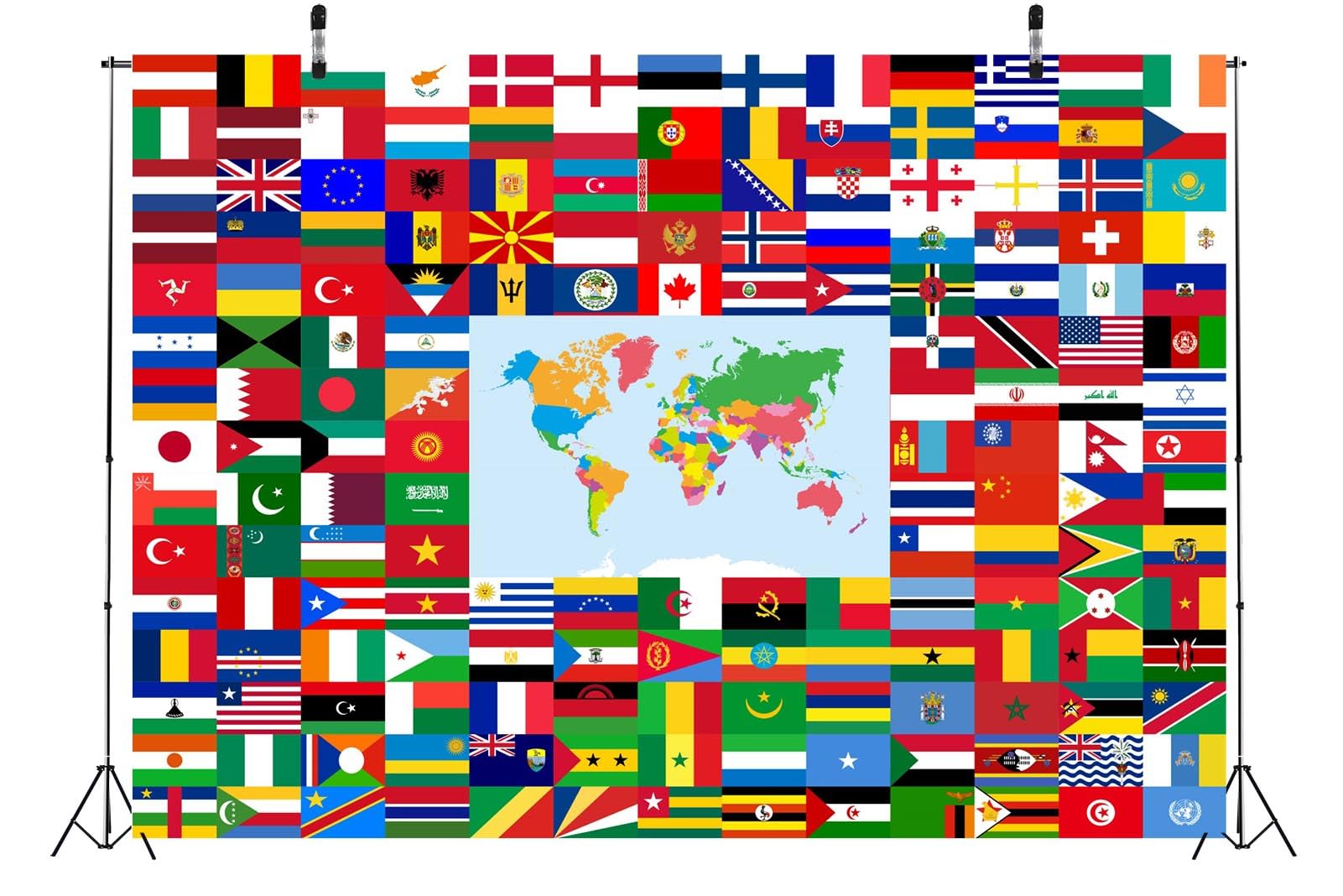 200 Countries Flag Banner 5x3 Foot World Flag Banner - International ...