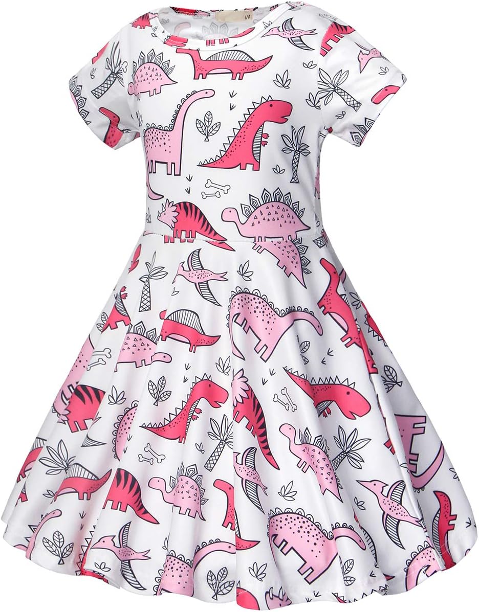 Amazon.com: AmzBarley Big Girls Dinosaur Dress Casual Dress Birthday ...