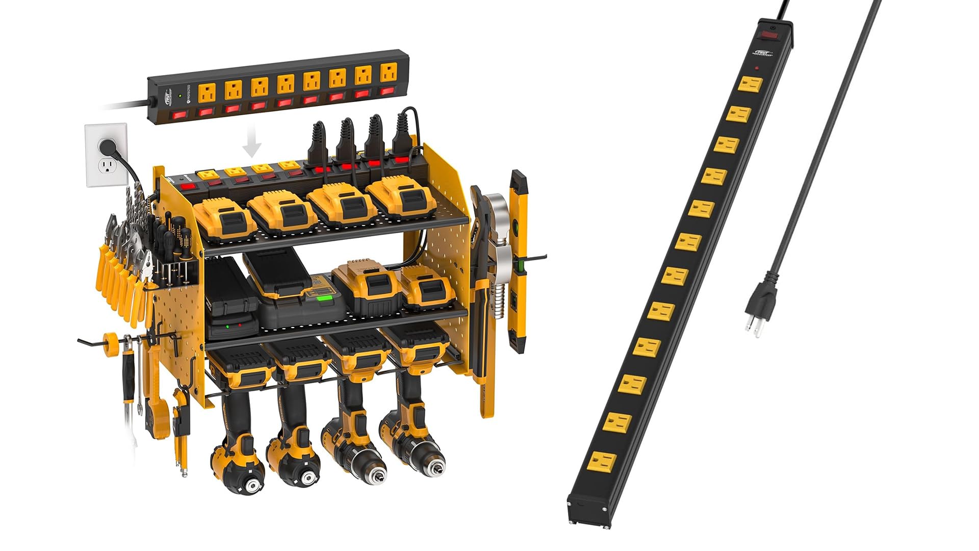 Amazon.com: CRST 12-Outlet Heavy Duty Power Strip & Tool Organizer with ...