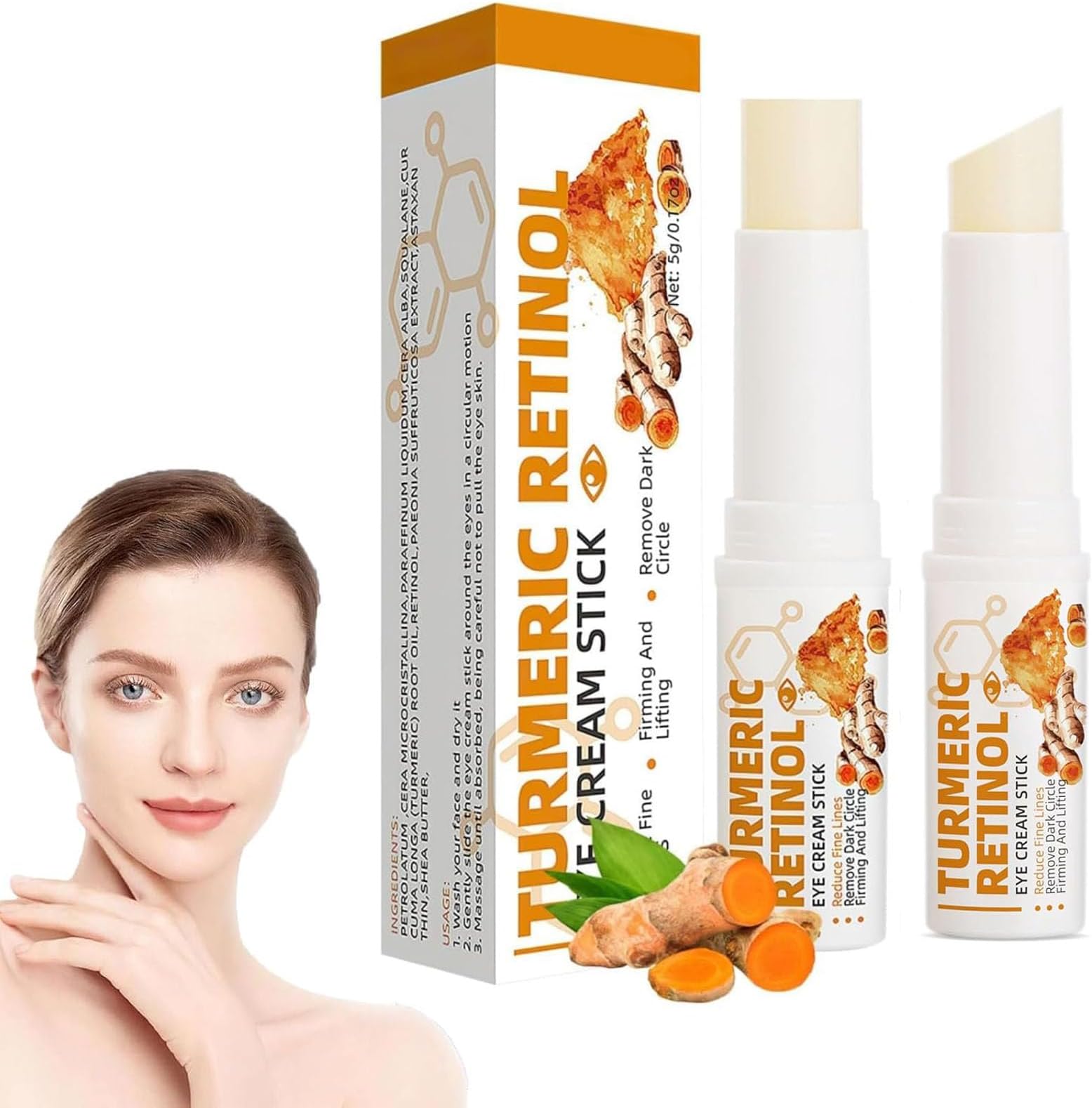Amazon.com: 2PCS Turmeric Retinol Eye Cream Stick,Lumibalm for Under ...