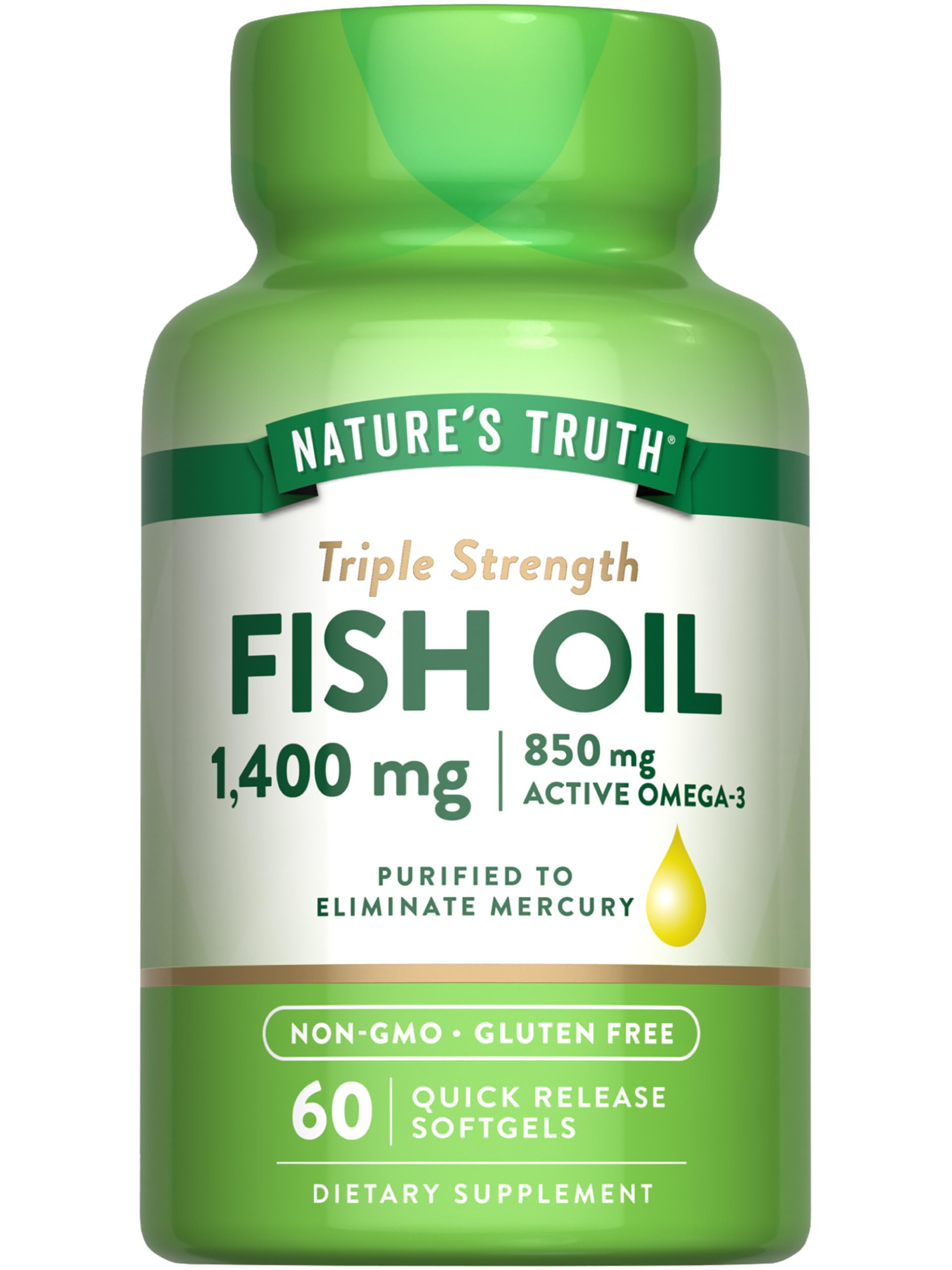 Natures Truth Triple Strength Fish Oil Softgels 1400 Mg 60 | Desertcart ...