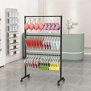 Amazon.co.jp: Underwear Display Rack, Wheeled Bra Rack, Garment Rack ...
