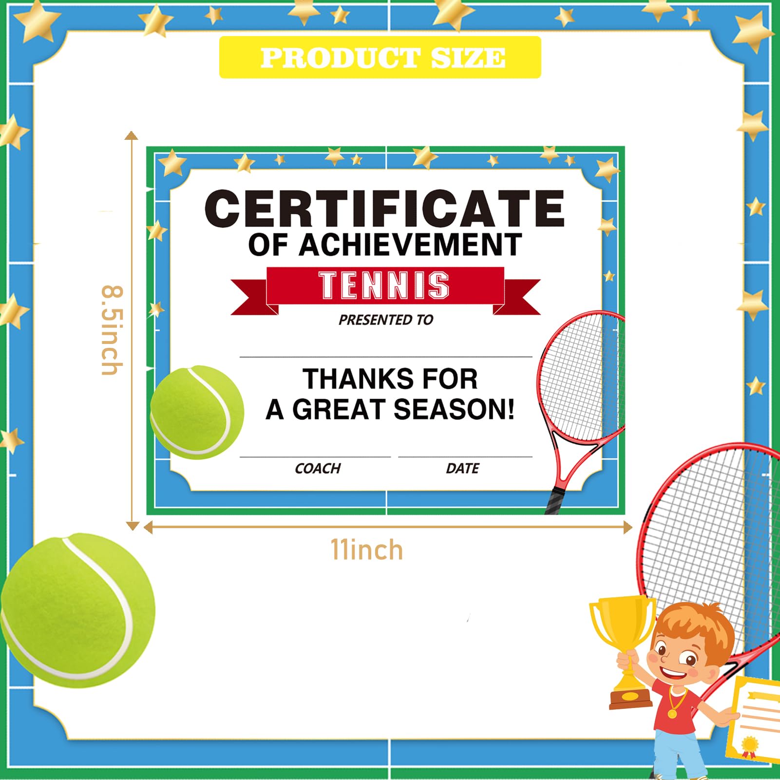 Snapklik.com : 30 Pieces Tennis Achievement Award Certificates ...