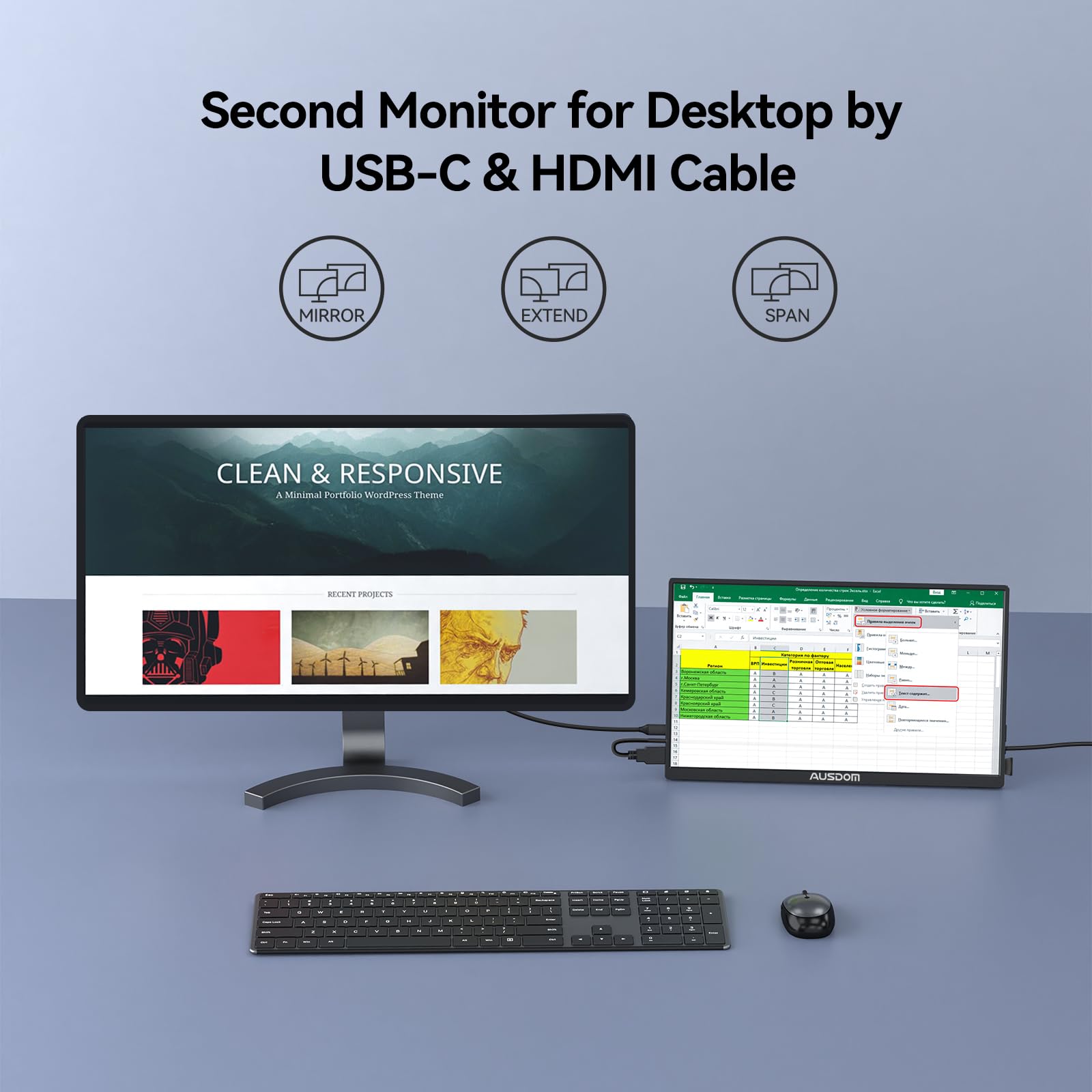 Snapklik.com : AUSDOM 15.6 Portable Laptop Monitor: FHD 1080P 15.6 Inch ...
