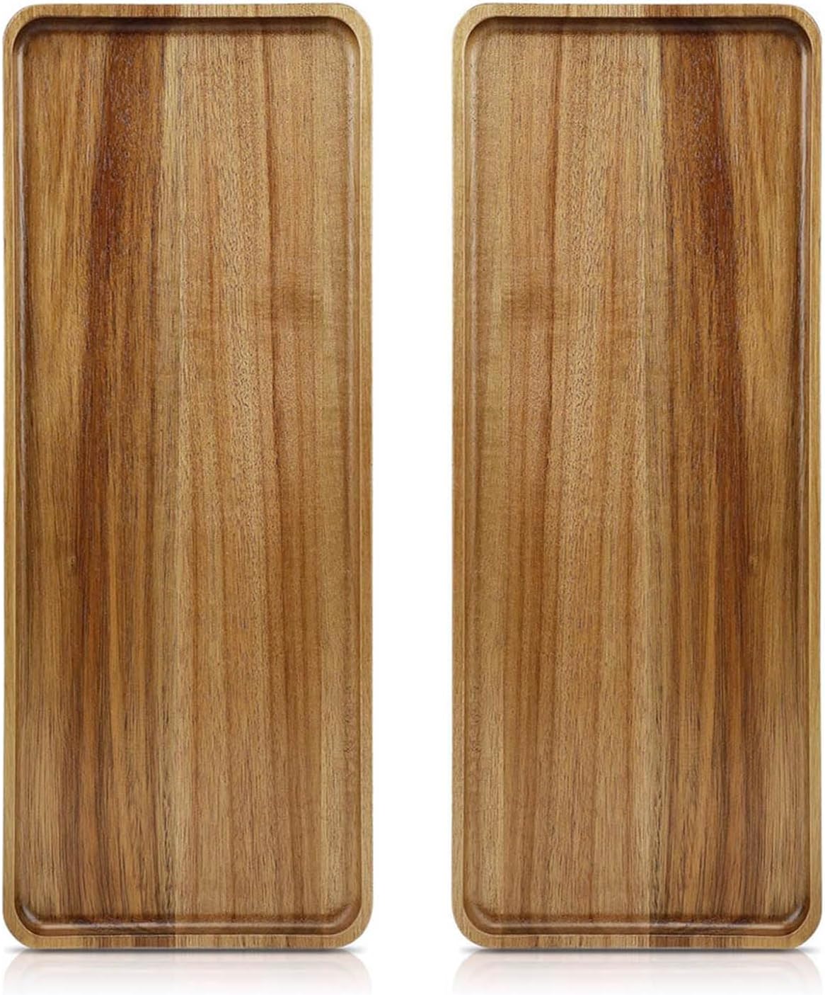 Acacia Wood Serving Trays, 2 PCS Wooden Serving Board, Rectangle Wooden ...