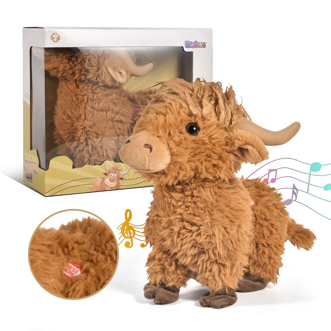Amazon.com: Madzee Booty Shakin Highland Cow - Battery-Powered Dancing ...