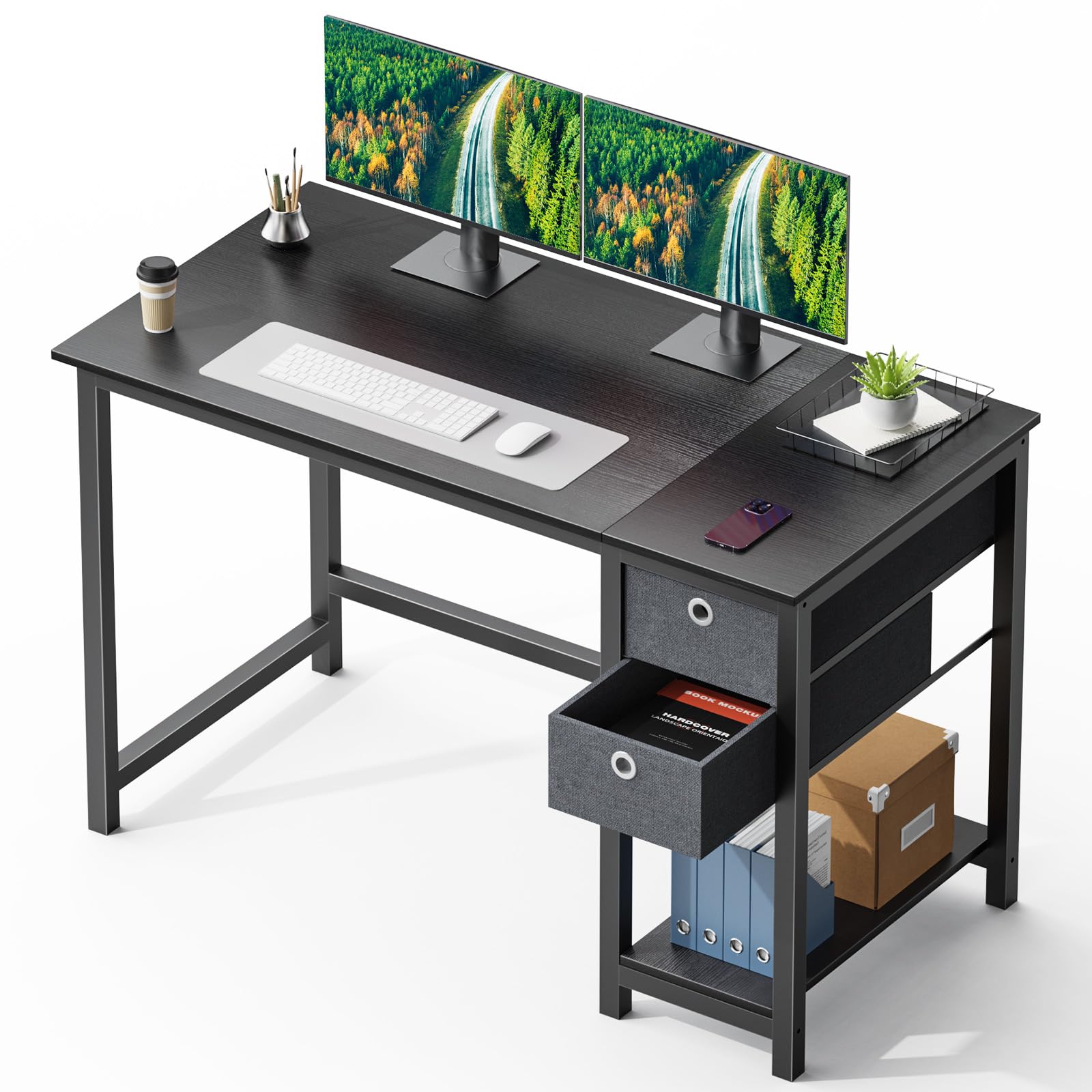 Amazon.com: SMUG Computer Desk with Storage Drawers, Small Office Desk ...