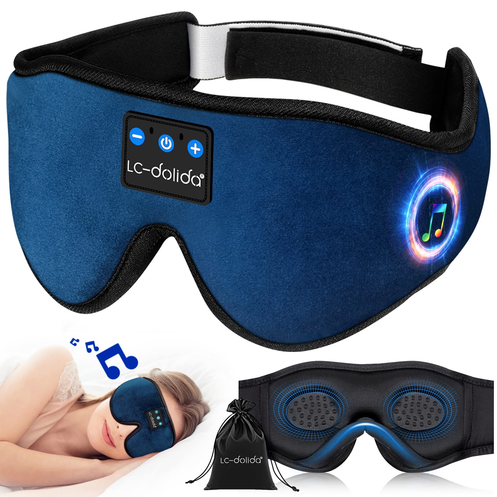 3D Sleep Mask Headphones, Bluetooth Sleeping Eye Masks, Ultra-Thin HD ...
