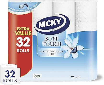 Nicky Soft Touch Toilet Tissue, 32 Roll, 419305 : Amazon.co.uk: Grocery