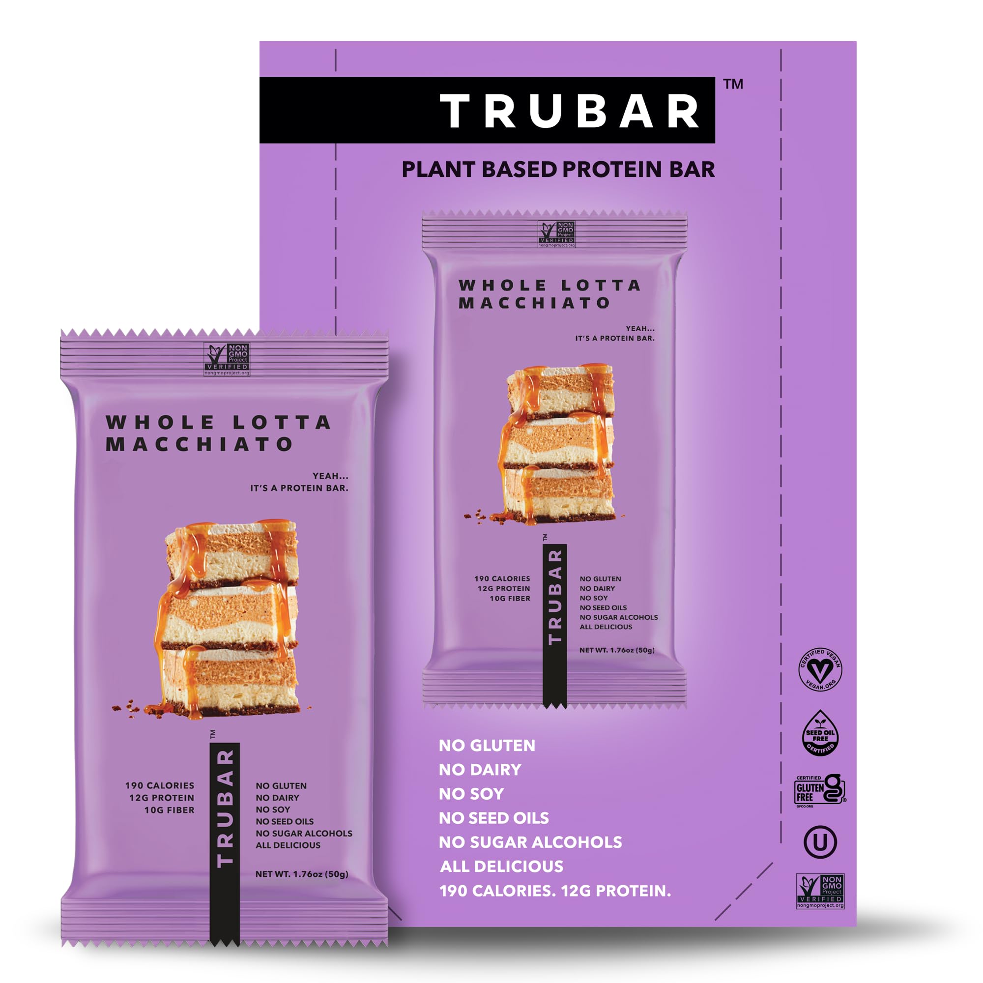Amazon.com : TRUBAR Vegan Protein Bar, Whole Lotta Macchiato, Gluten ...