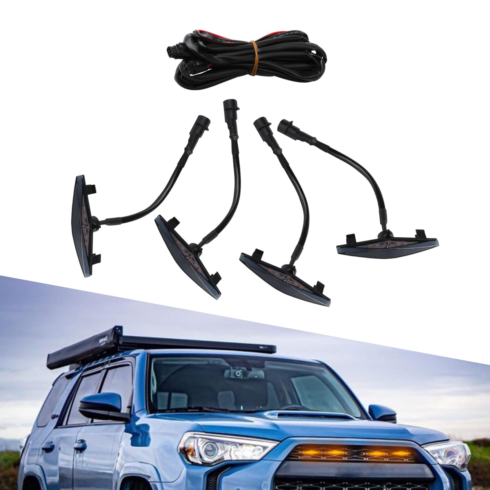 Amazon.com: cueclue Pack-4 Car Front Grille LED Lights, 3.7" x 0.59 ...