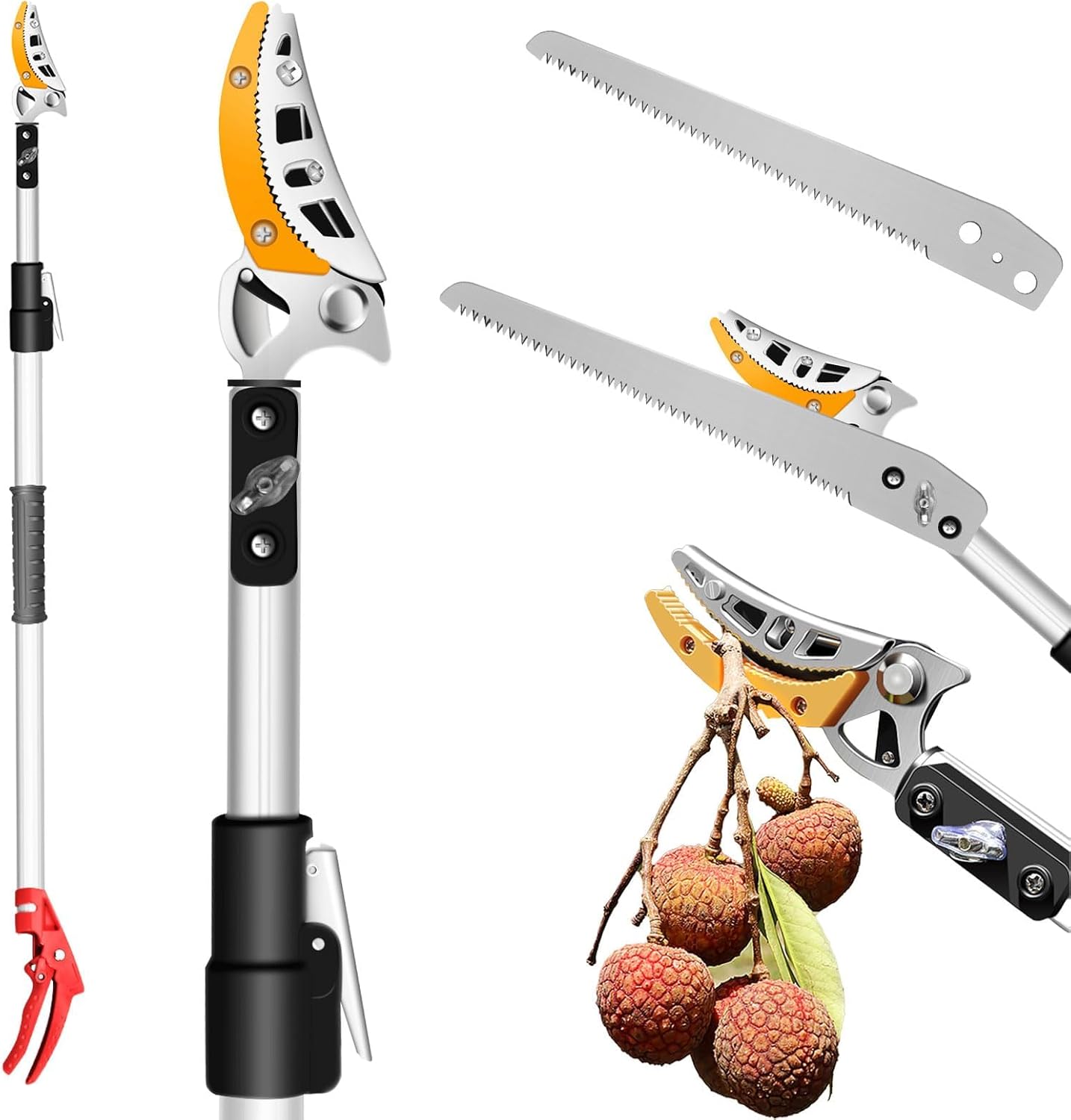 Amazon | 高枝切鋏 枝切り 採果 高枝切り バサミ 歯車助力 剪定鋏 伸縮可能 1.4m/2.2m/3m 三つの長さ選択 高枝 ハサミ 剪定 太枝 鋸付き ノコ刃 軽量 切れ味 ...