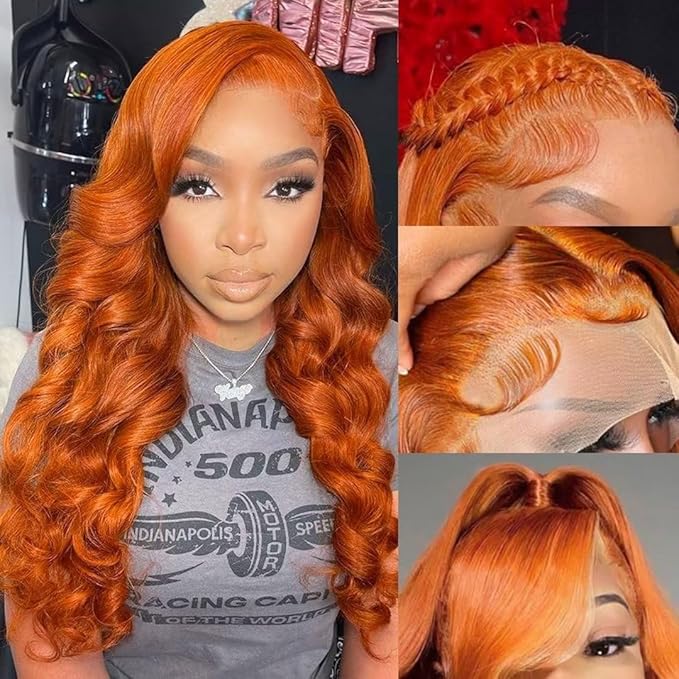 Amazon.com : Daules 26 Inch 13×6 Ginger Lace Front Wigs Human Hair ...