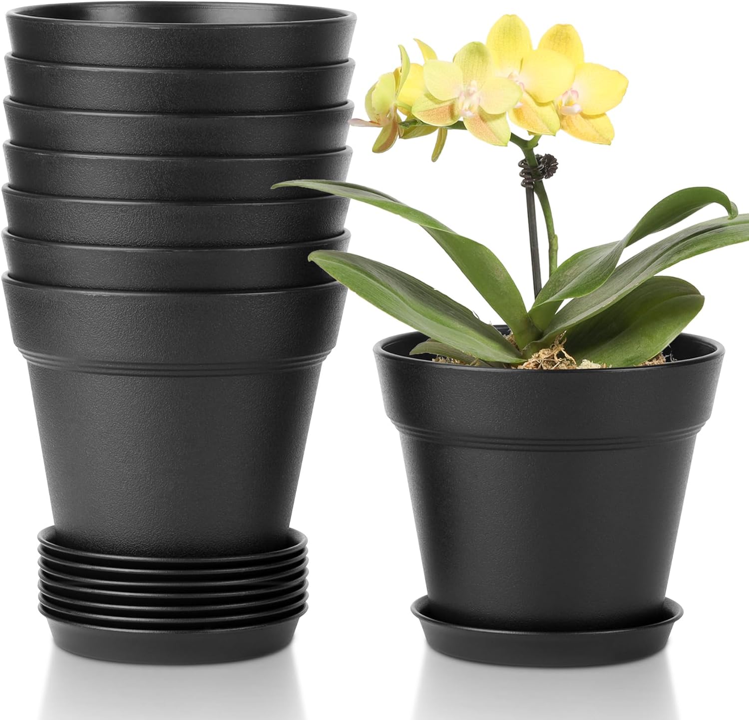 Amazon.com: T4U 5 Inch Plant Pots 8-Pack - Small Plastic Planter with ...