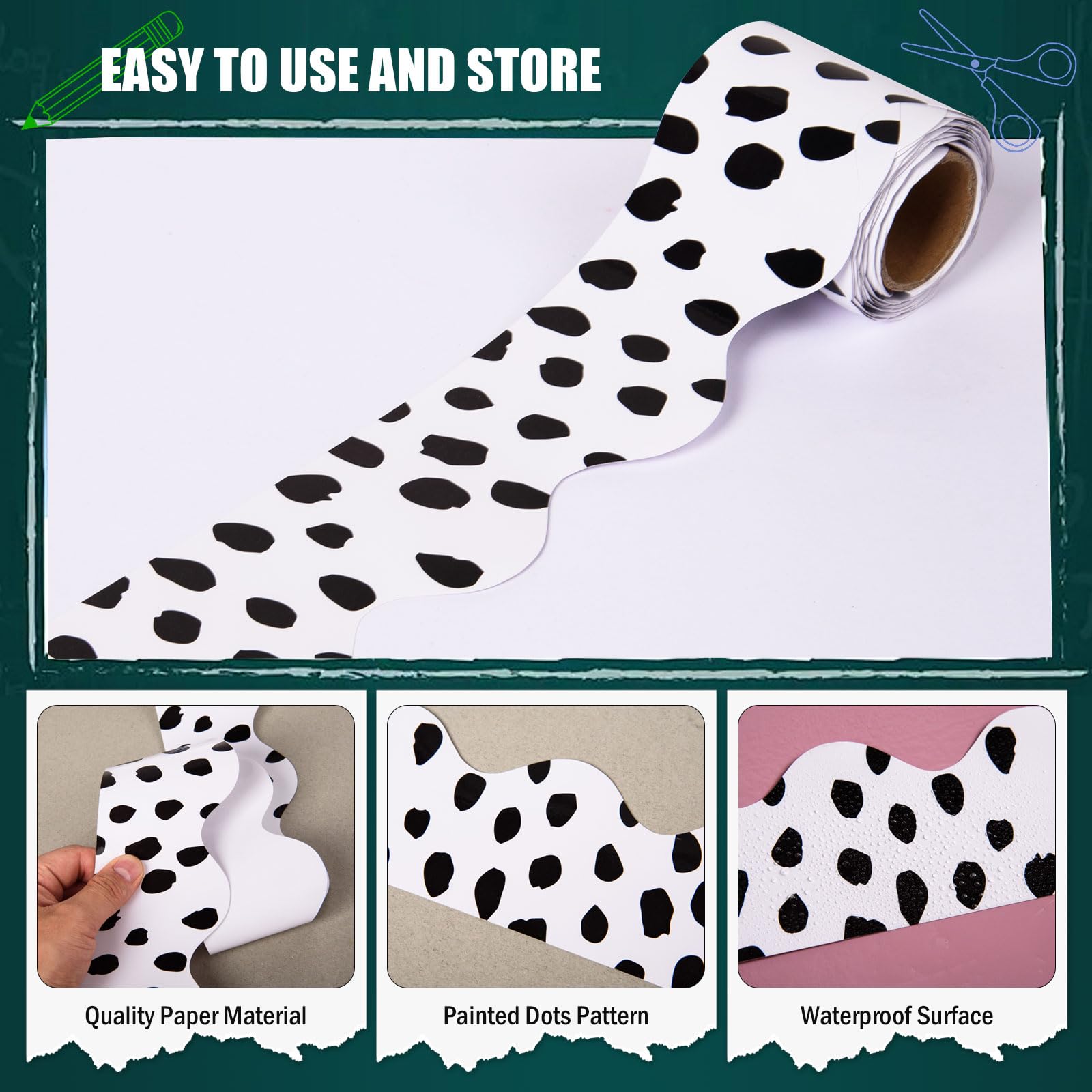 Snapklik.com : AWIZOM 99 Feet Black Painted Dots Bulletin Board Borders ...