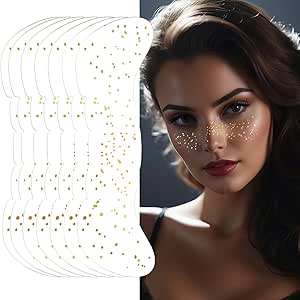 Amazon.com : Glitter Freckles Face Tattoo Gold Face Makeup Patches 6 Count Glow Up Faux Speckles ...