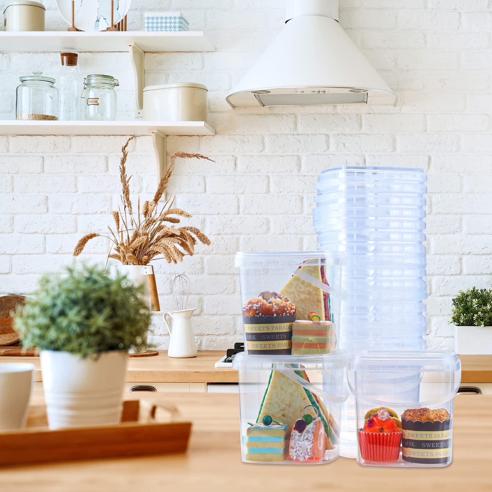 50 Pack 68 oz Square Deli Containers with Lids Clear Plastic Food ...