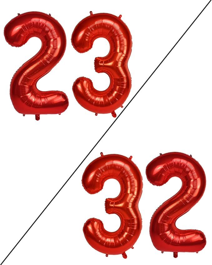 Amazon.com: AULE 40 Inch Big Red Foil 23 Number Balloons for Women ...
