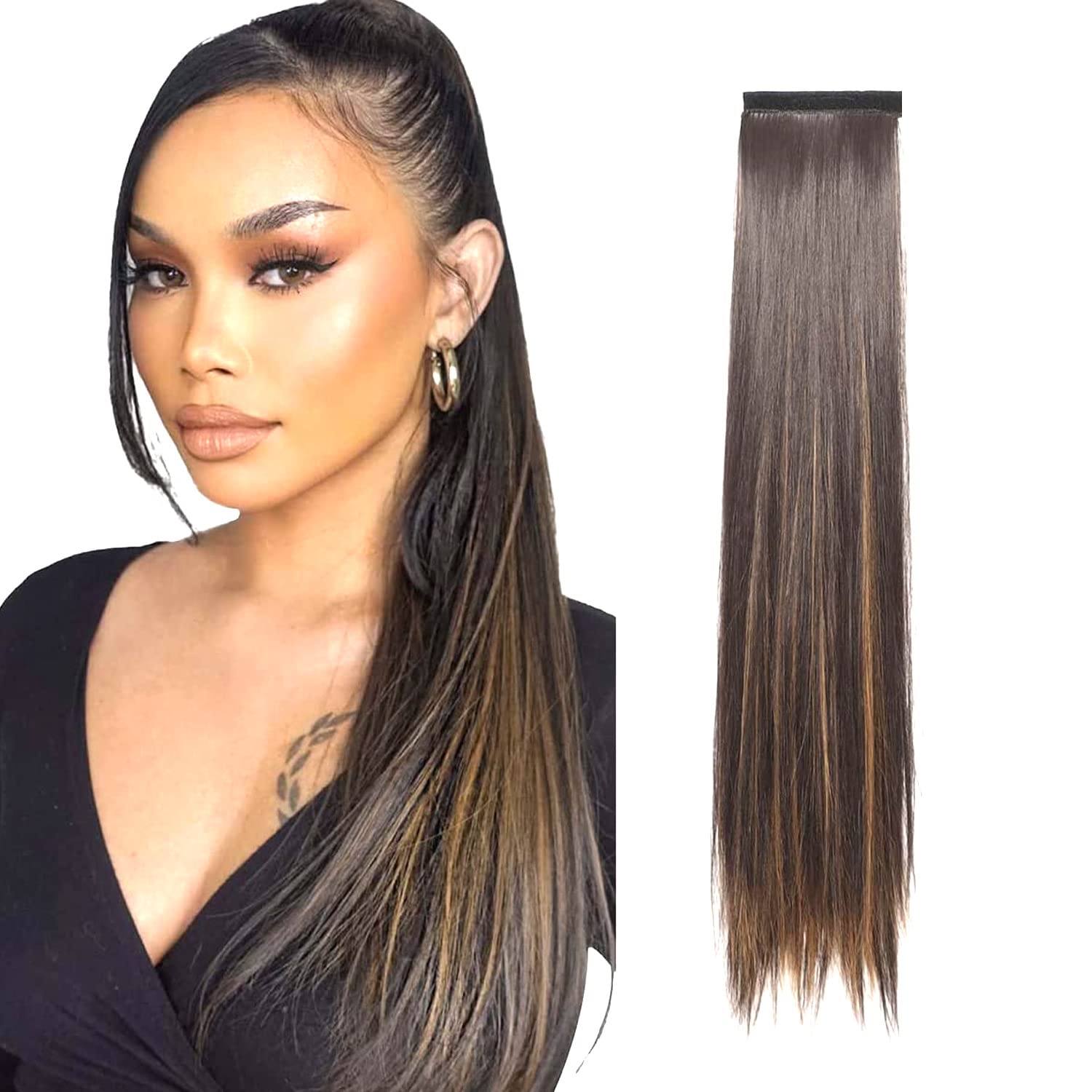 Sheetal Traders Women's 22 Inch Long Straight Ponytail Extension - 6 ...