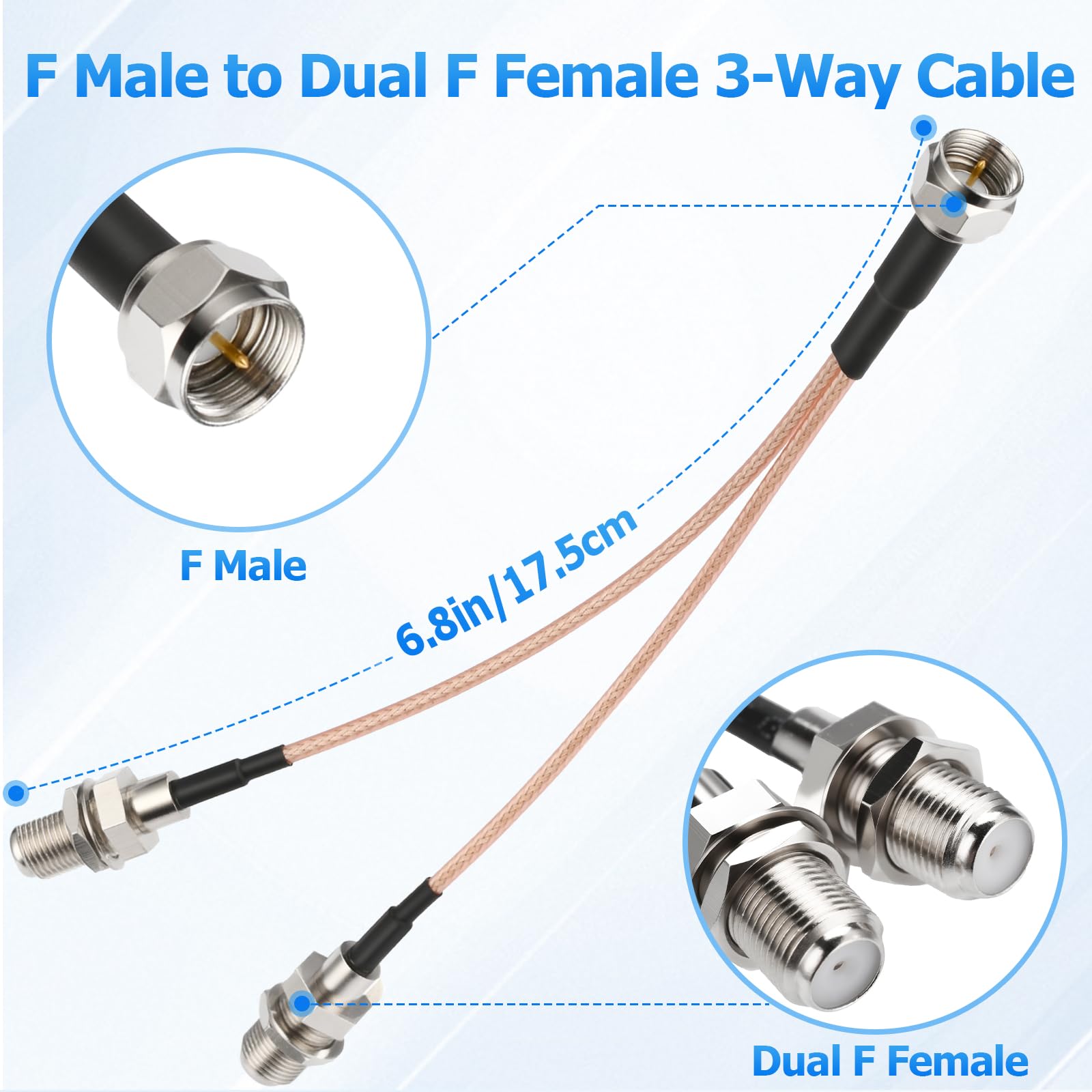 Snapklik.com : F-Type RG6 Splitter Coax Cable, 75Ohm TV Antenna 3 Way ...