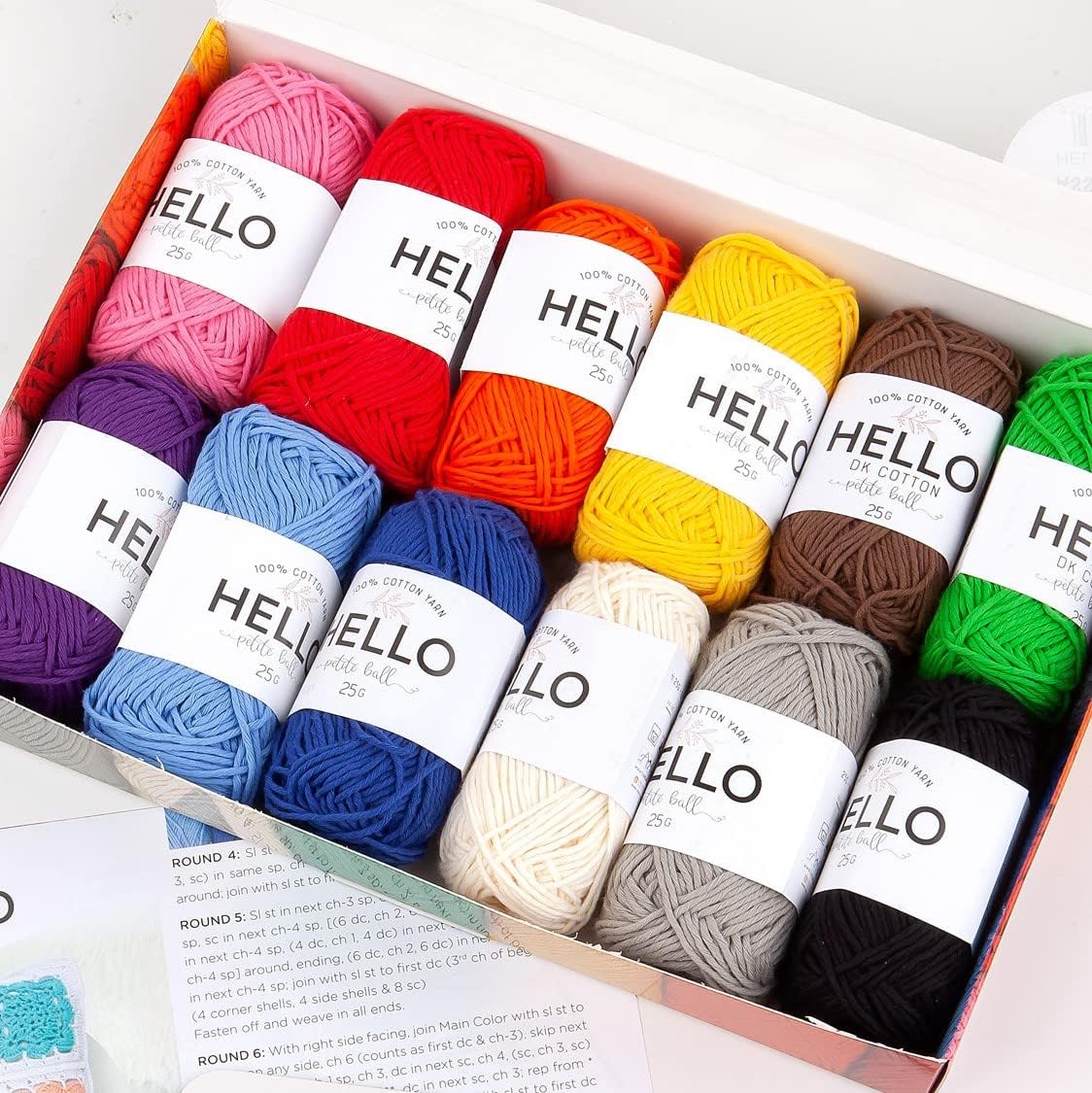 Hello 100% Cotton 12 Ball Yarn Pack - Pastel : Amazon.co.uk: Home & Kitchen