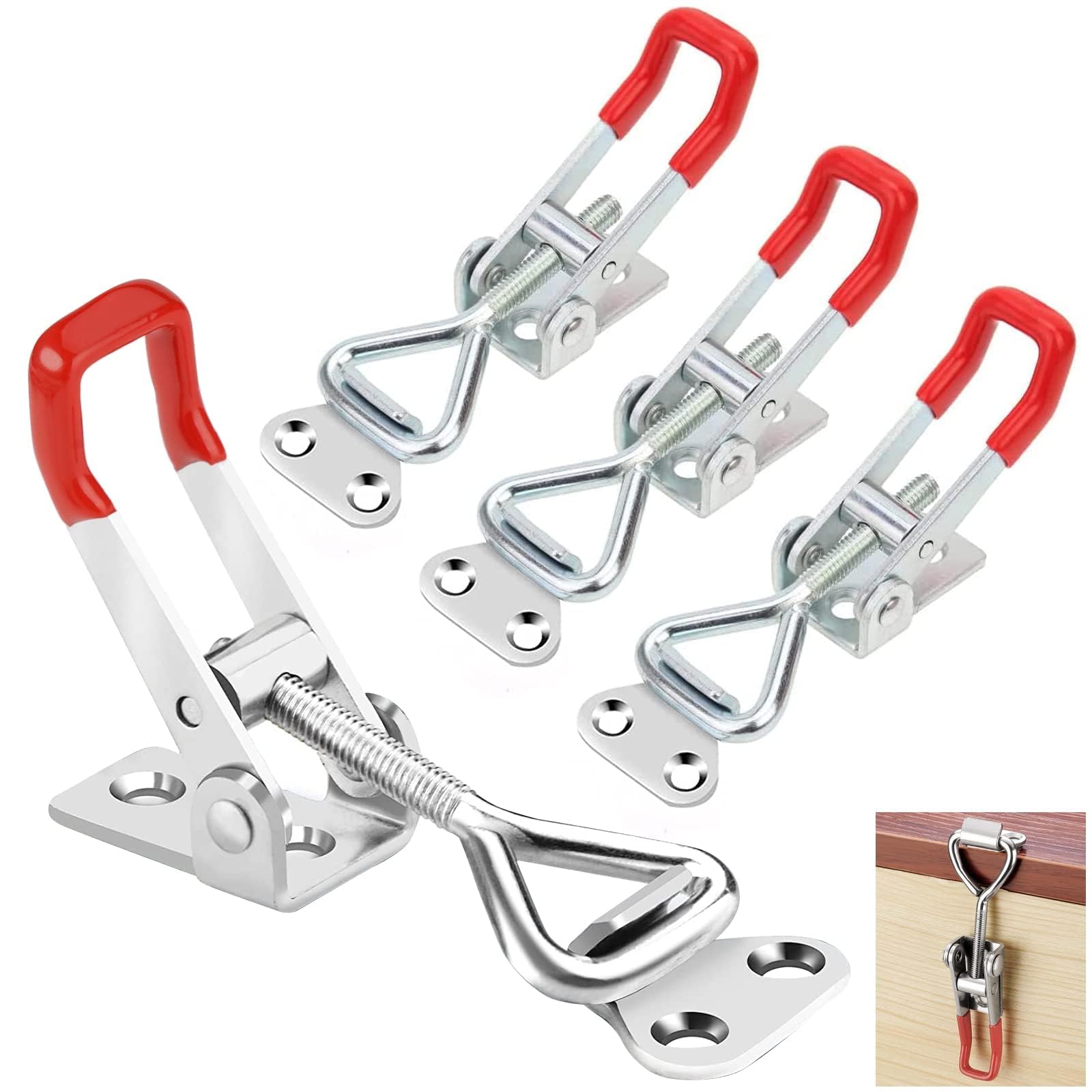 4 Pack Metal Toggle Latch, Adjustable Toggle Clamp,100kg/220lbs Holding ...