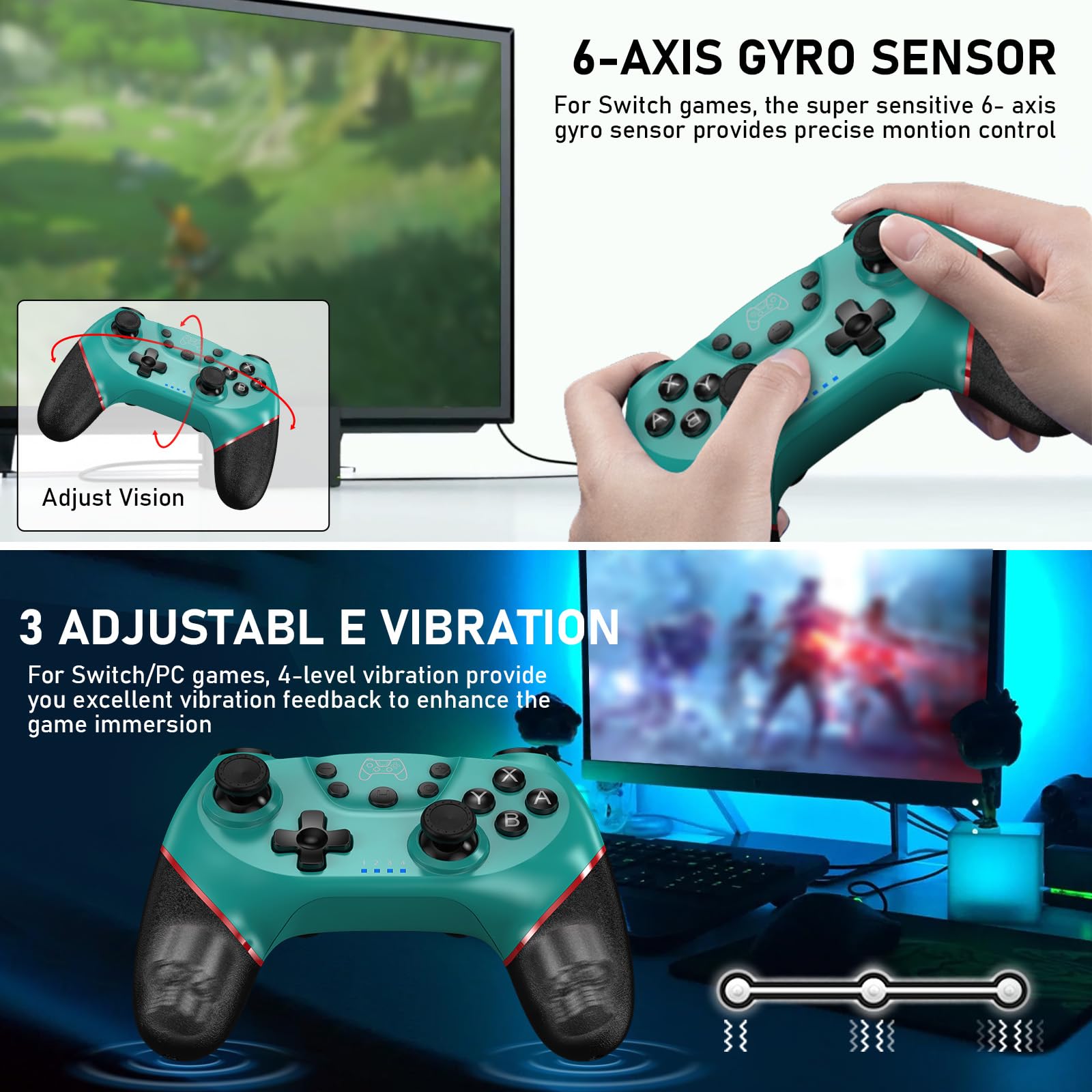 Diswoe Controller for Switch, Wireless Pro Controller for Switch/Switch ...
