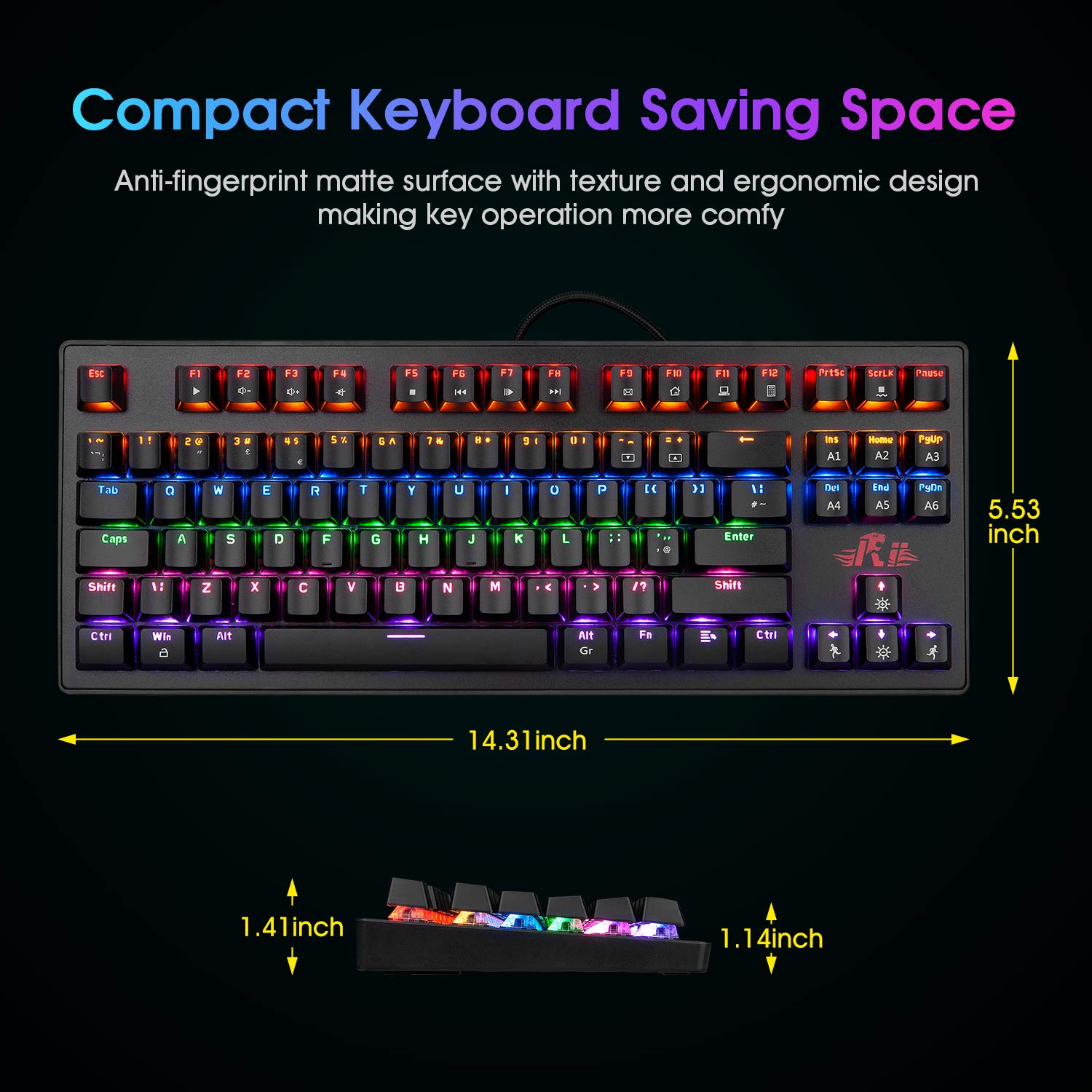 Mechanical Gaming keyboard,Rii RK908 60% Mechanical Keyboard(9 ...