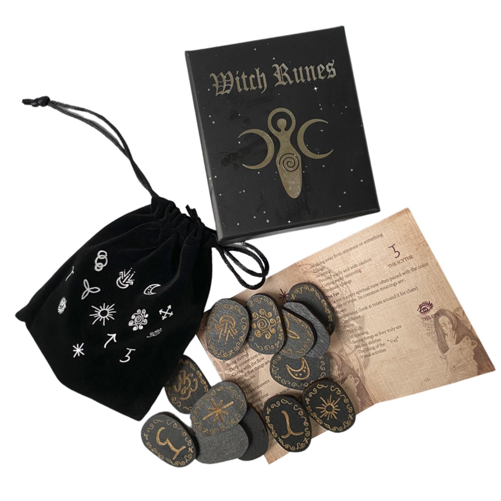 Divination Runes With Guide Book Rune Stone Set - 14 Pieces Nordicc ...